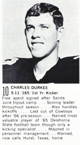 Charlie Durkee – The First Saints Kicker – New Orleans Saints History