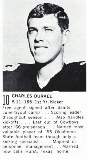 Charlie Durkee – The First Saints Kicker – New Orleans Saints History